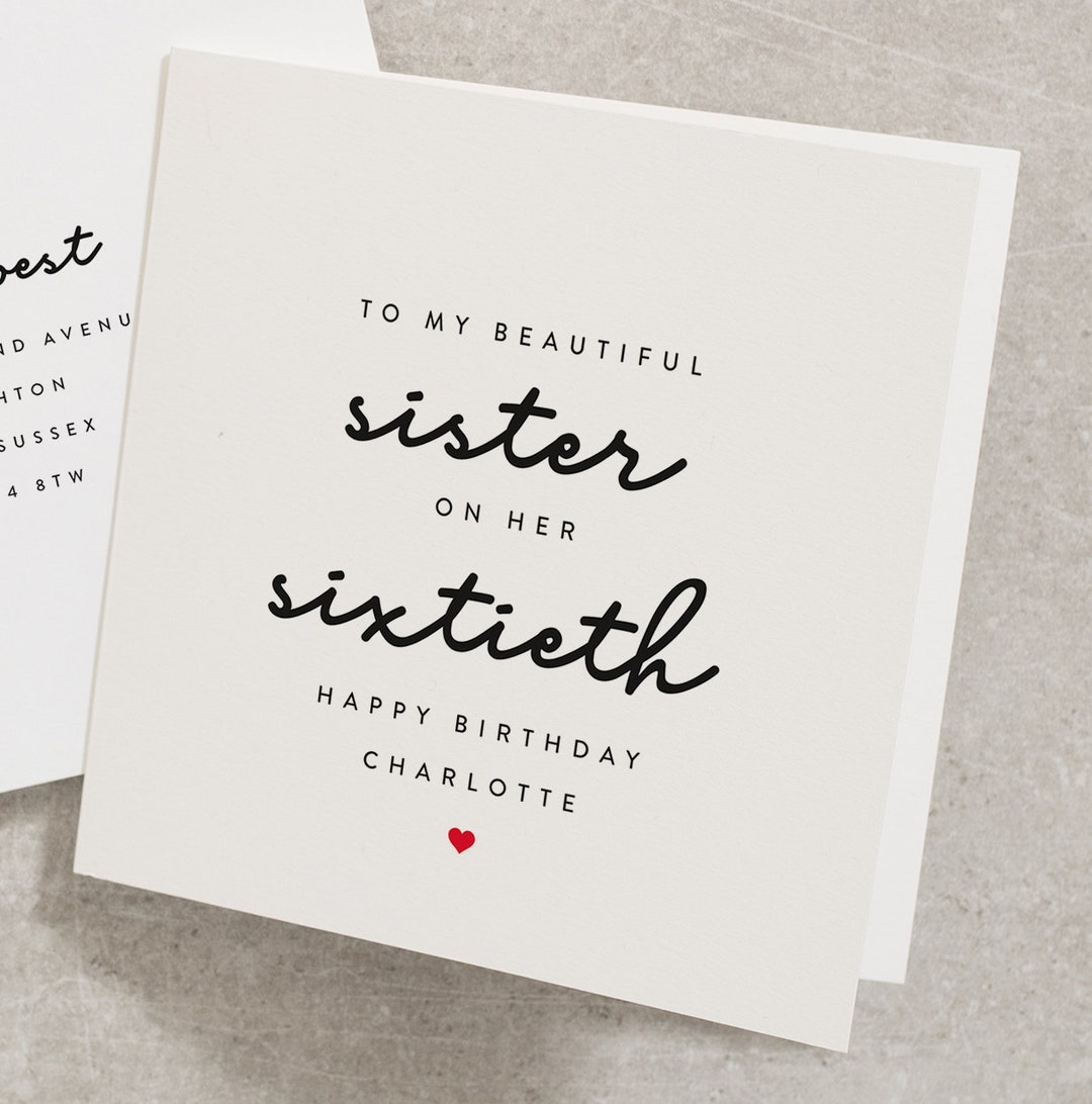 Sister 60th Birthday Card Sister To My Beautiful Sister On Her