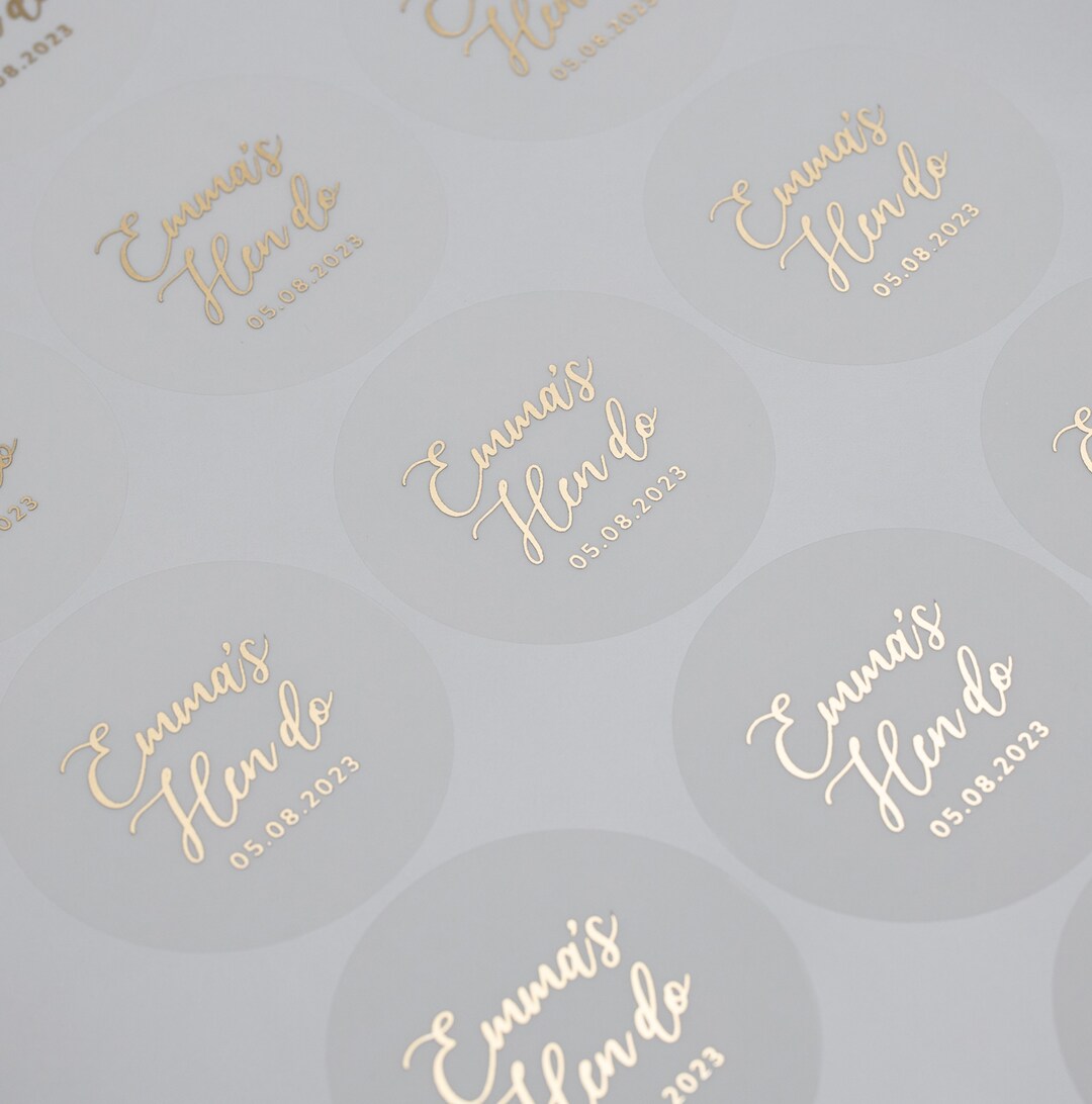 Custom Hen Do Stickers Foil Event Labels in Gold Silver or - Etsy