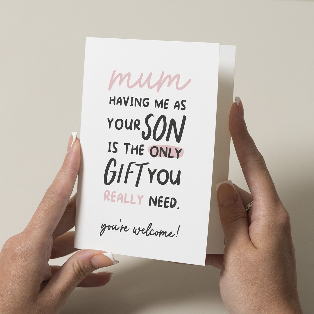 Funny Mothers Day Card, Mother and Son Mother's Day Card, Joke Mothers ...