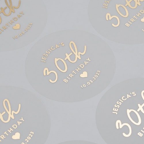 30th Birthday Stickers Personalised Birthday Sticker Foil | Etsy