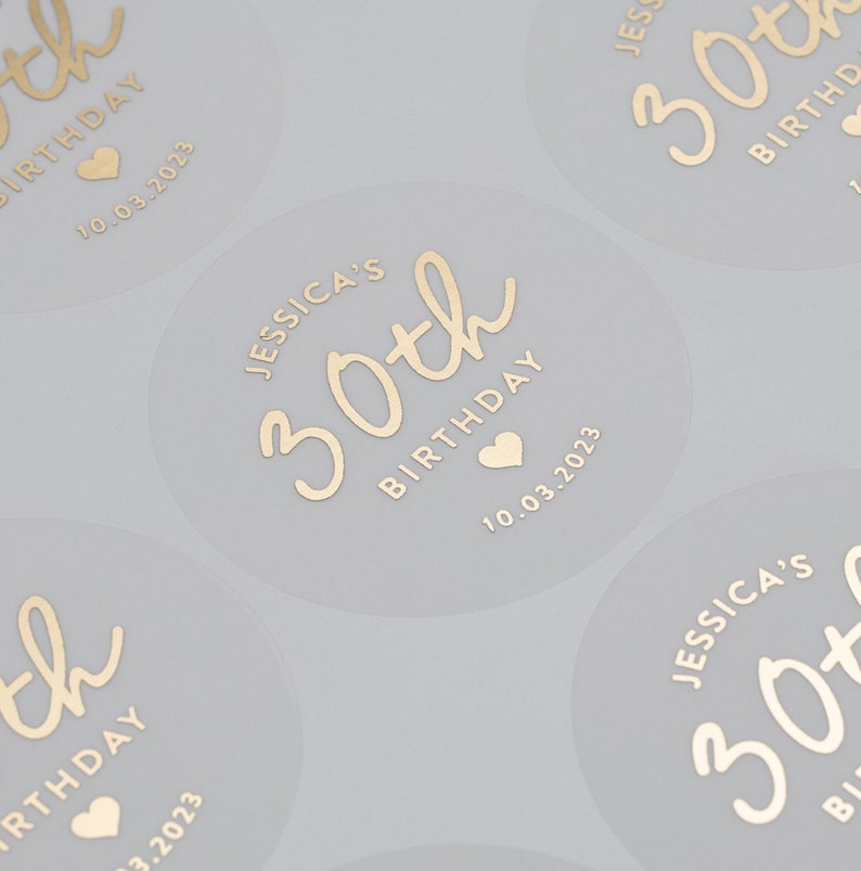30th Birthday Stickers Personalised Birthday Sticker Foil - Etsy