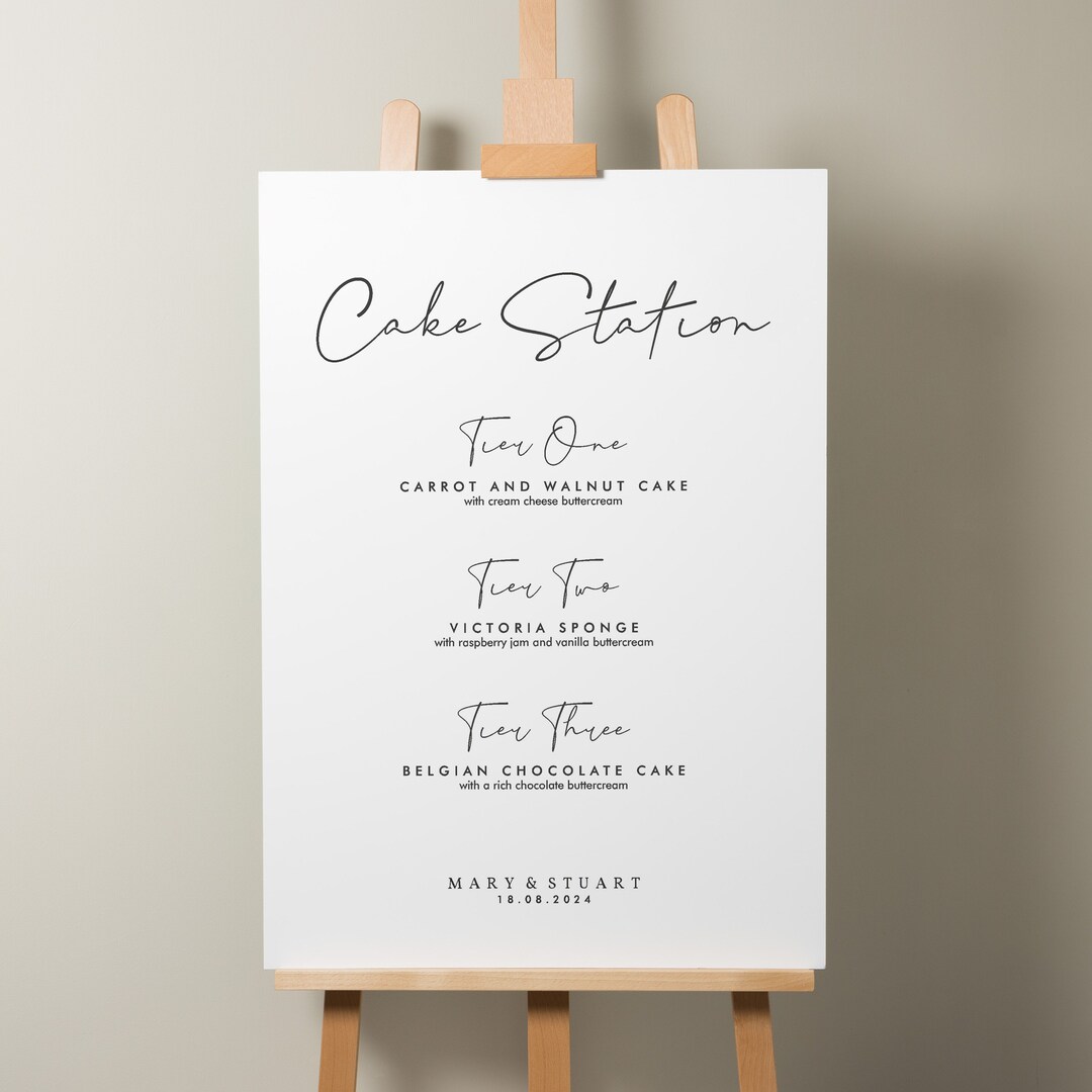 Modern Wedding Cake Sign, Wedding Cake Flavour Sign, Minimalistic Sign ...