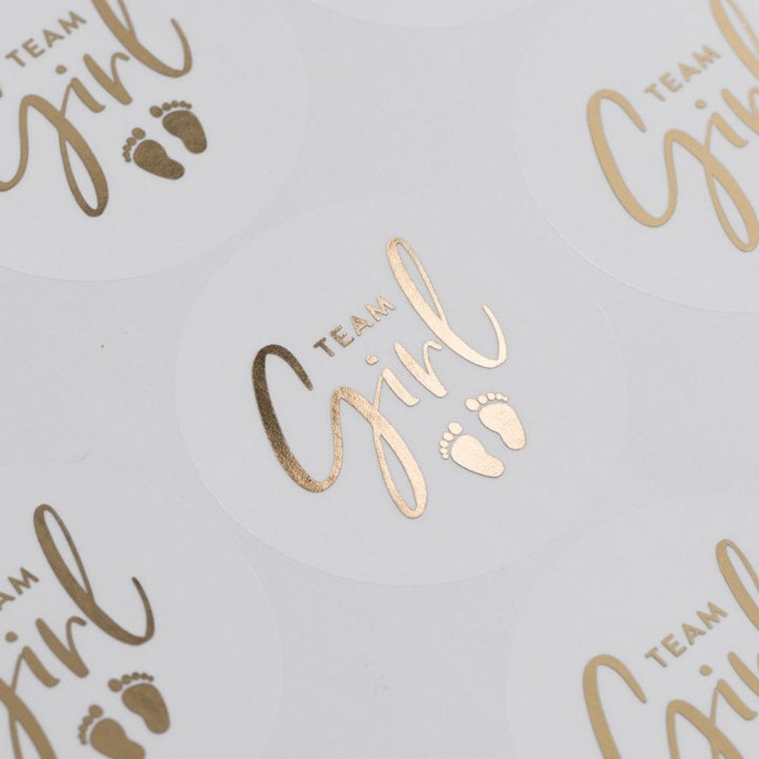 Team Girl Baby Shower Sticker Gender Reveal Party Stickers - Etsy