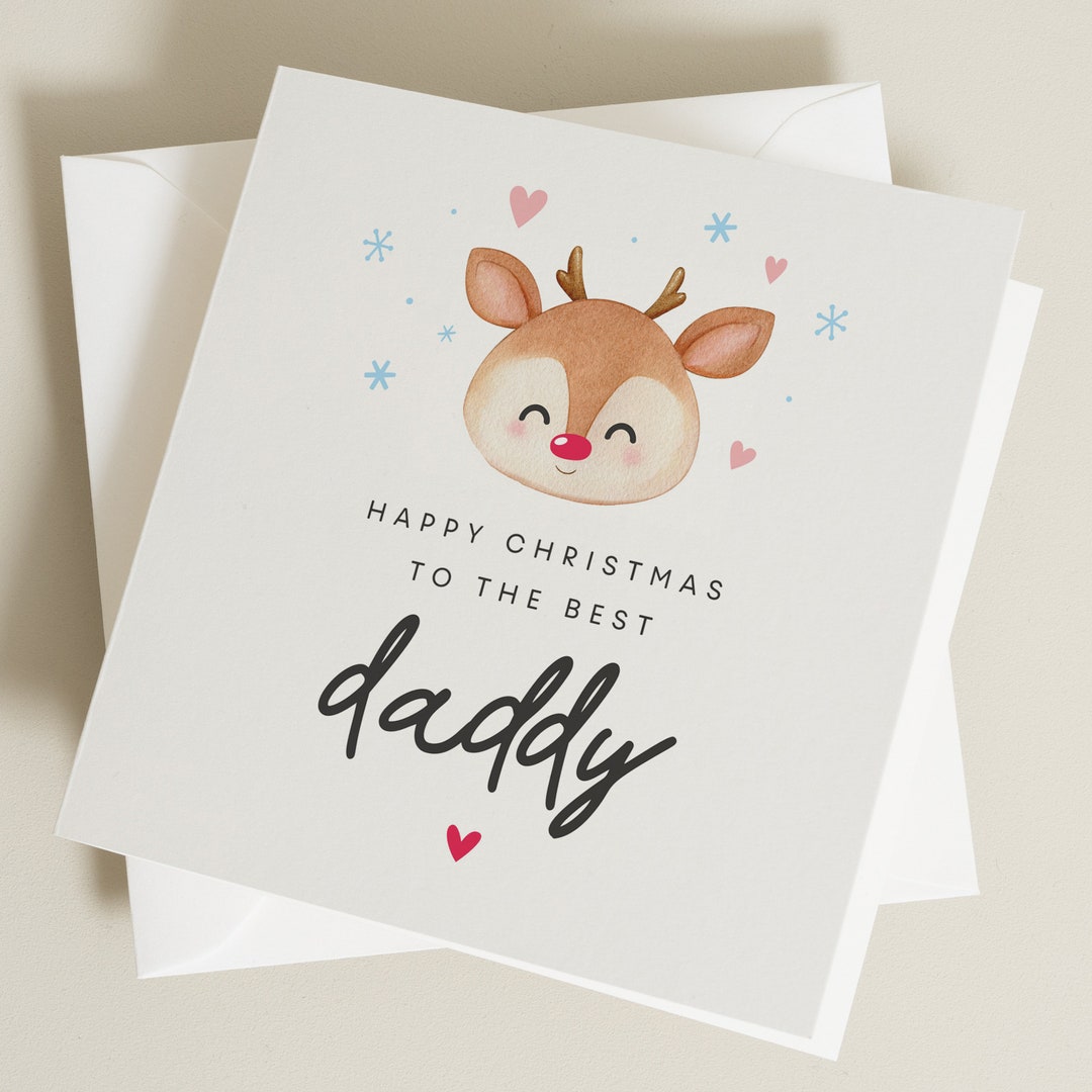 Reindeer Christmas Card, Daddy Christmas Card, Dad Christmas Card, Cute ...