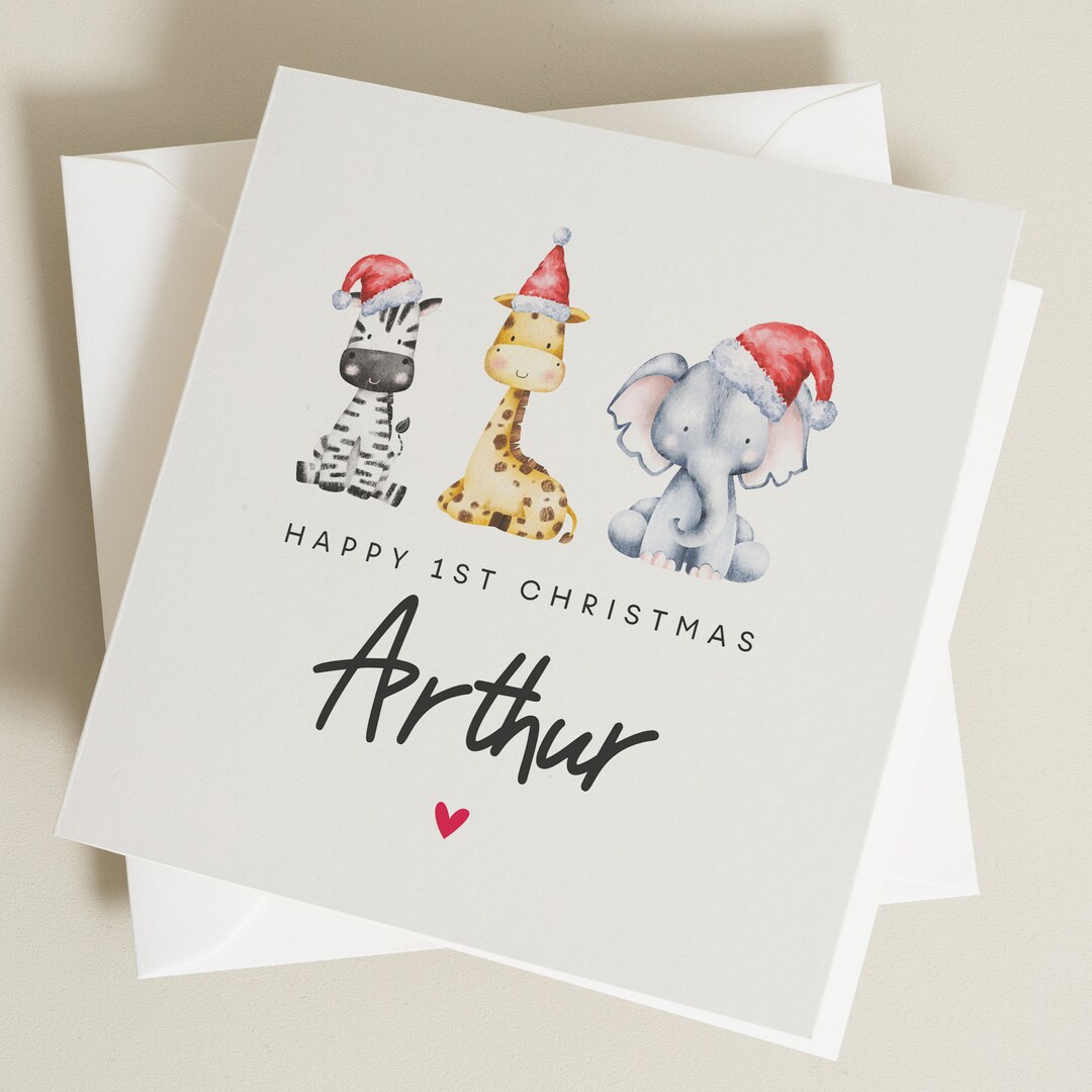 Happy 1st Christmas Card, Personalised Christmas Card for Boy and Girl ...