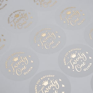 Happy 21st Birthday Sticker, Twenty One Birthday, With Foil, Any Name ...