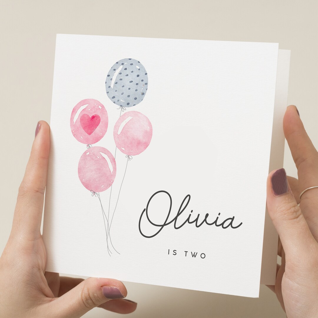 Personalised 2nd Birthday Card, Second Birthday Card for Girl, 2 Year ...