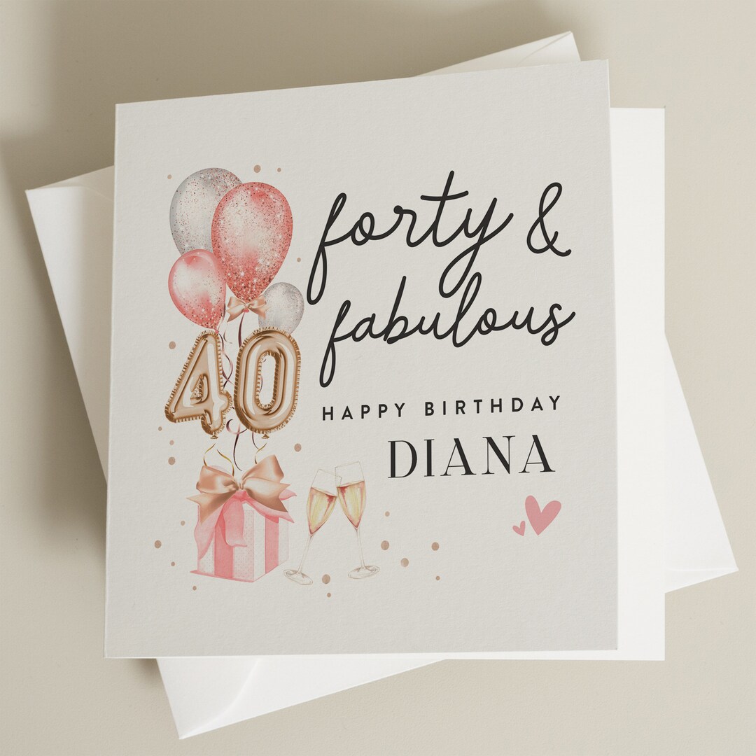 Personalised 40th Birthday Card for Mum, Happy Fortieth Birthday Card ...