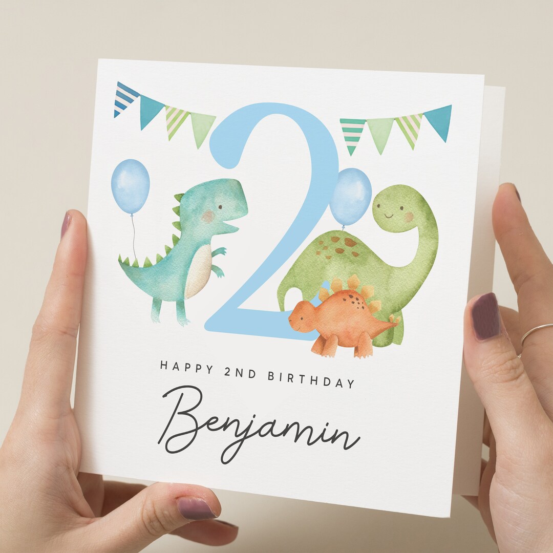 Dinosaur 2nd Birthday Card for Boy, for Son, Nephew 2nd Birthday Card ...