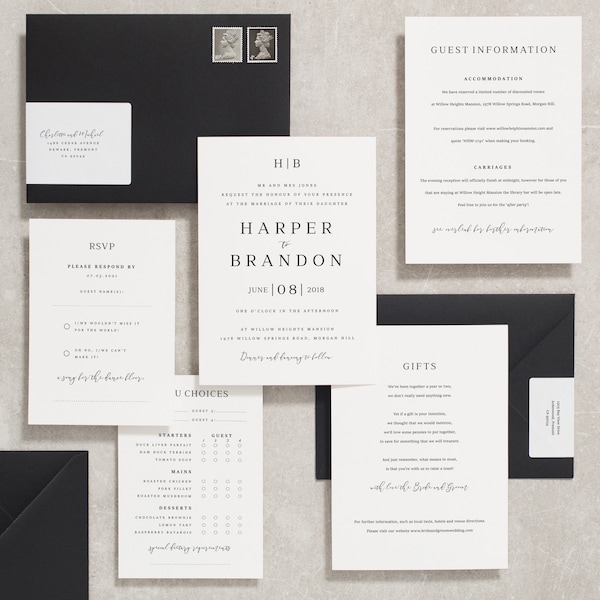 Minimal Wedding Invitation - Etsy