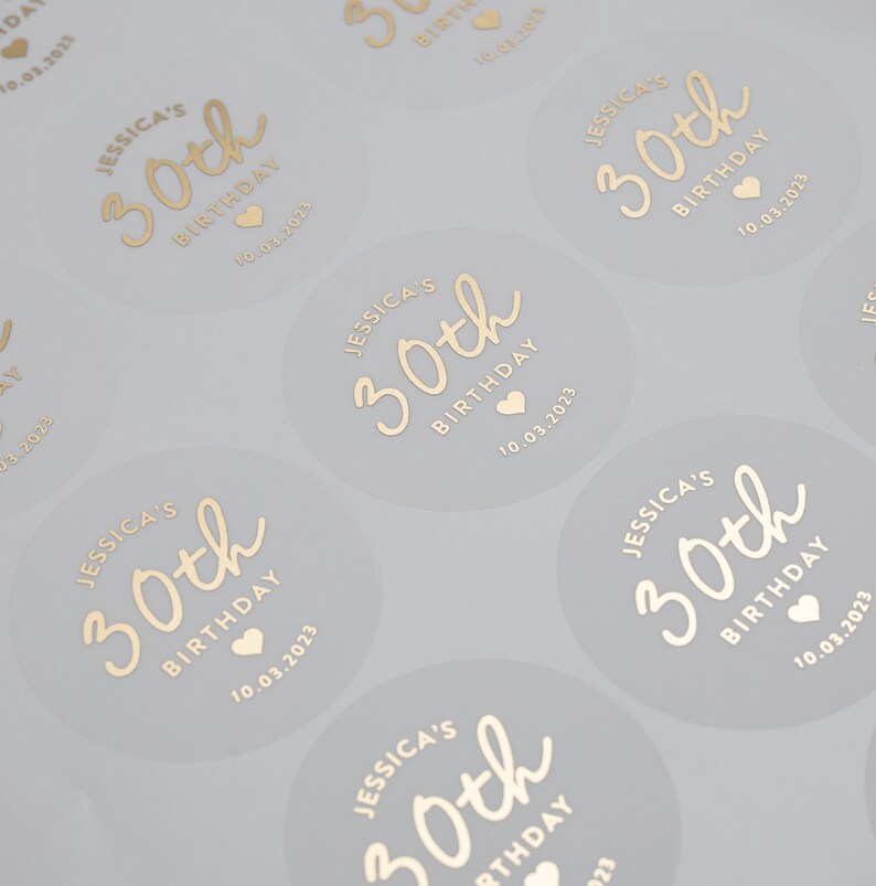 30th Birthday Stickers Personalised Birthday Sticker Foil - Etsy