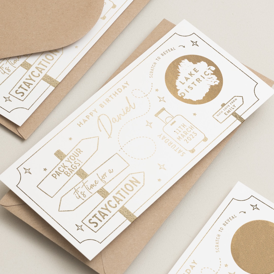 Holiday Reveal, Scratch Card Surprise, Personalised Travel Ticket Gift ...