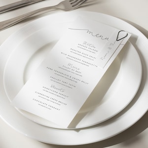 Vellum Paper Menu Cards With Chiffon Ribbon // Optional Place Cards ...