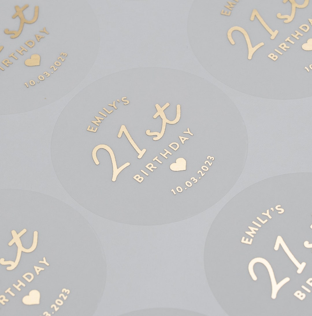 Personalised 21st Birthday Sticker, Foil Birthday Sticker, Any Name ...