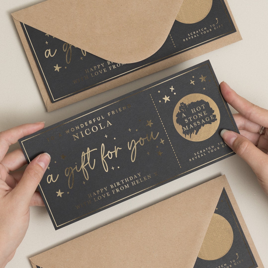 Birthday Gift Voucher Gold Foil Scratch Card Gift Voucher - Etsy UK