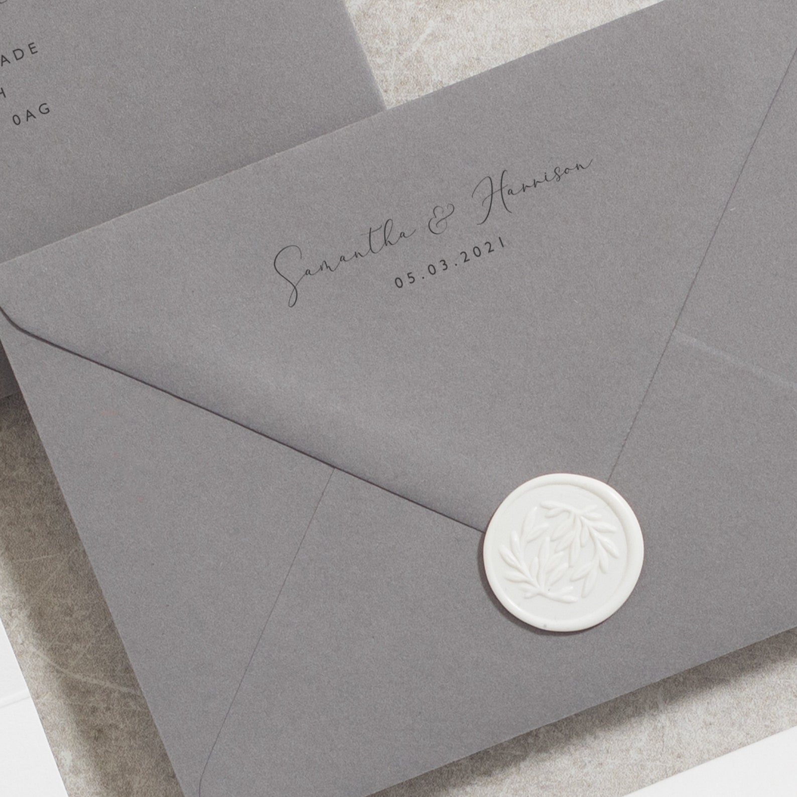 Smoke Grey Wedding Thank You Cards With Envelopes Simple | Etsy