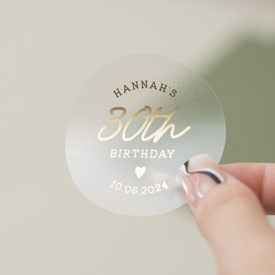 30th Birthday Stickers, Custom Birthday Sticker, Foil Birthday Sticker ...