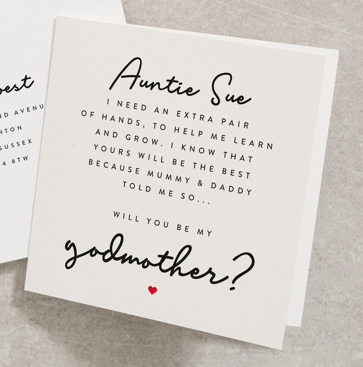 Personalised Will You Be My Godmother Christening Card Etsy