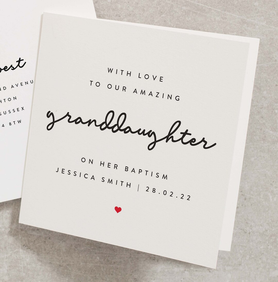 Granddaughter Baptism Card, Personalised Baptism Card for Granddaughter ...