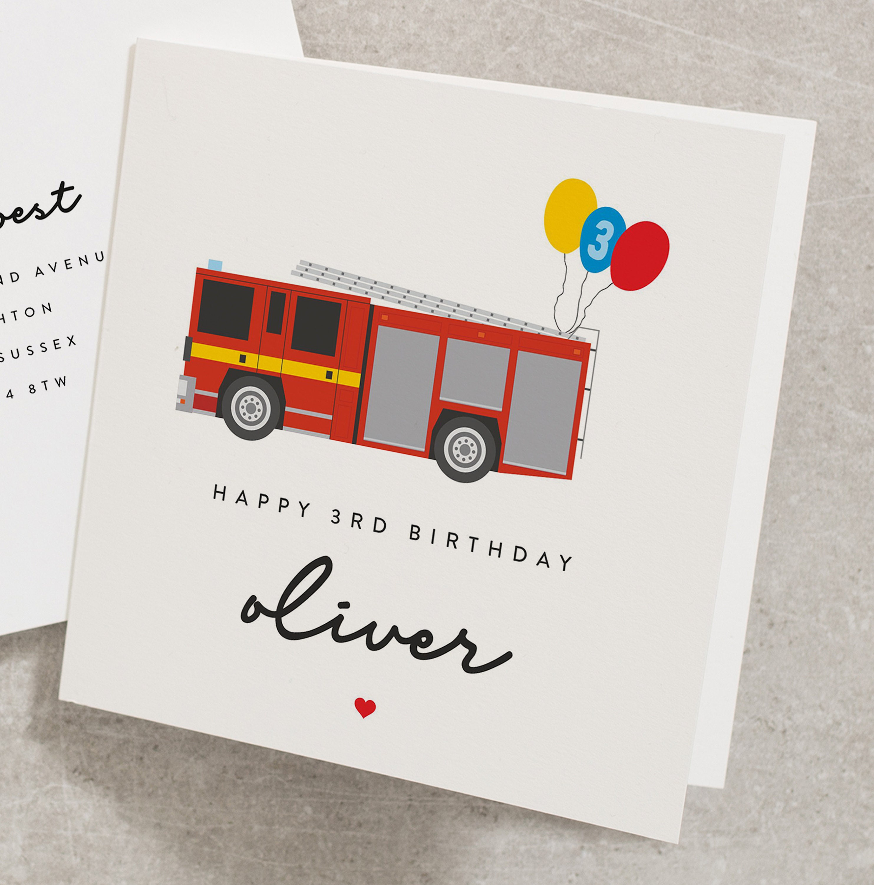 Fire Engine 3rd Birthday Card for Son Fire Truck Birthday - Etsy