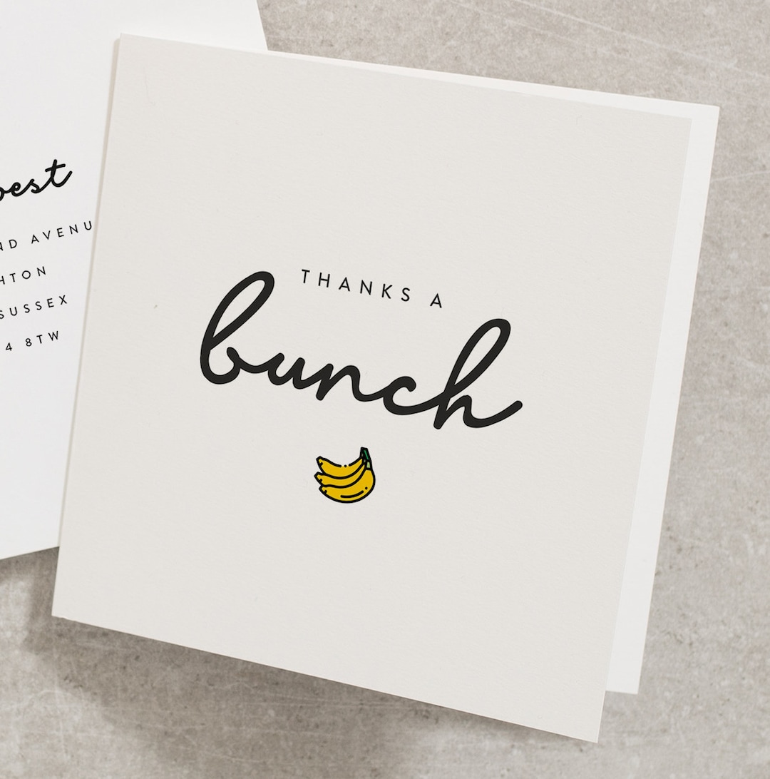 Thanks a Bunch Greeting Card, Personalised Thank You Card, Pun Card ...