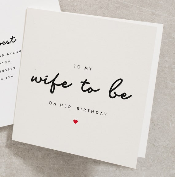 Wife to Be Birthday Card Wife to Be on Her Birthday Birthday - Etsy UK