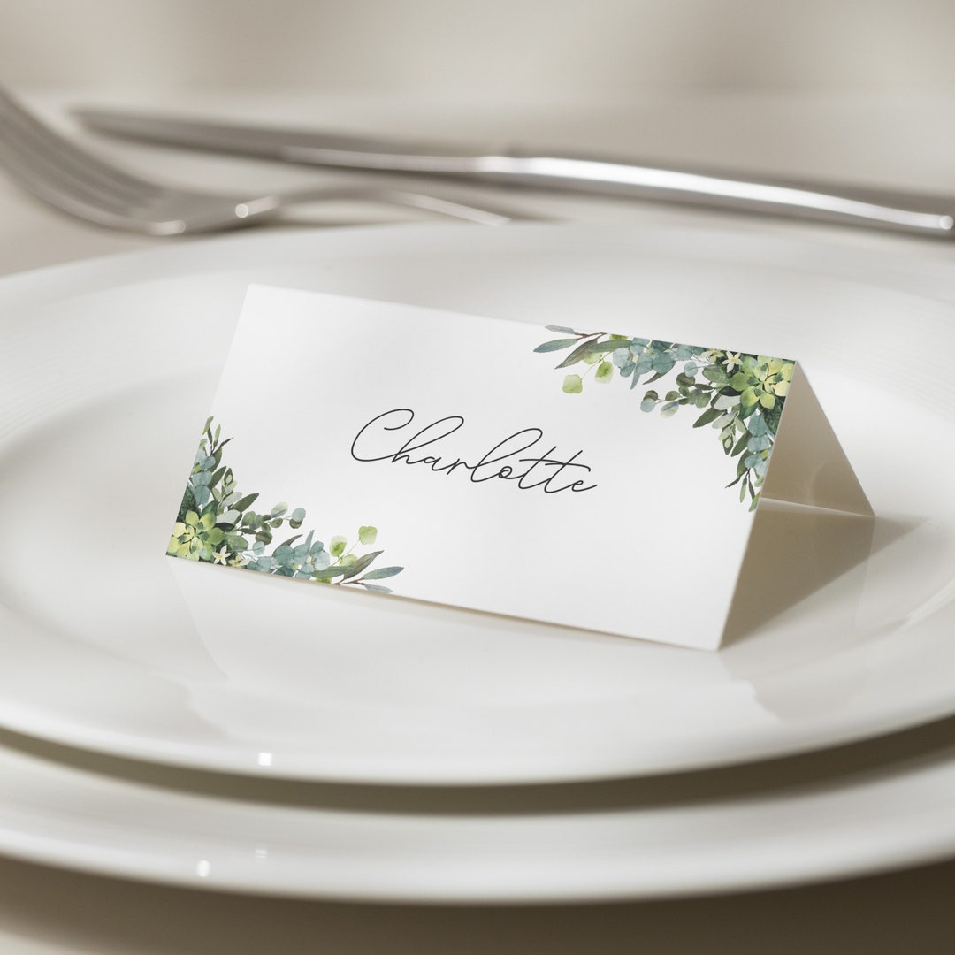 Green Place Cards Place Settings Greenery Place Card Floral - Etsy