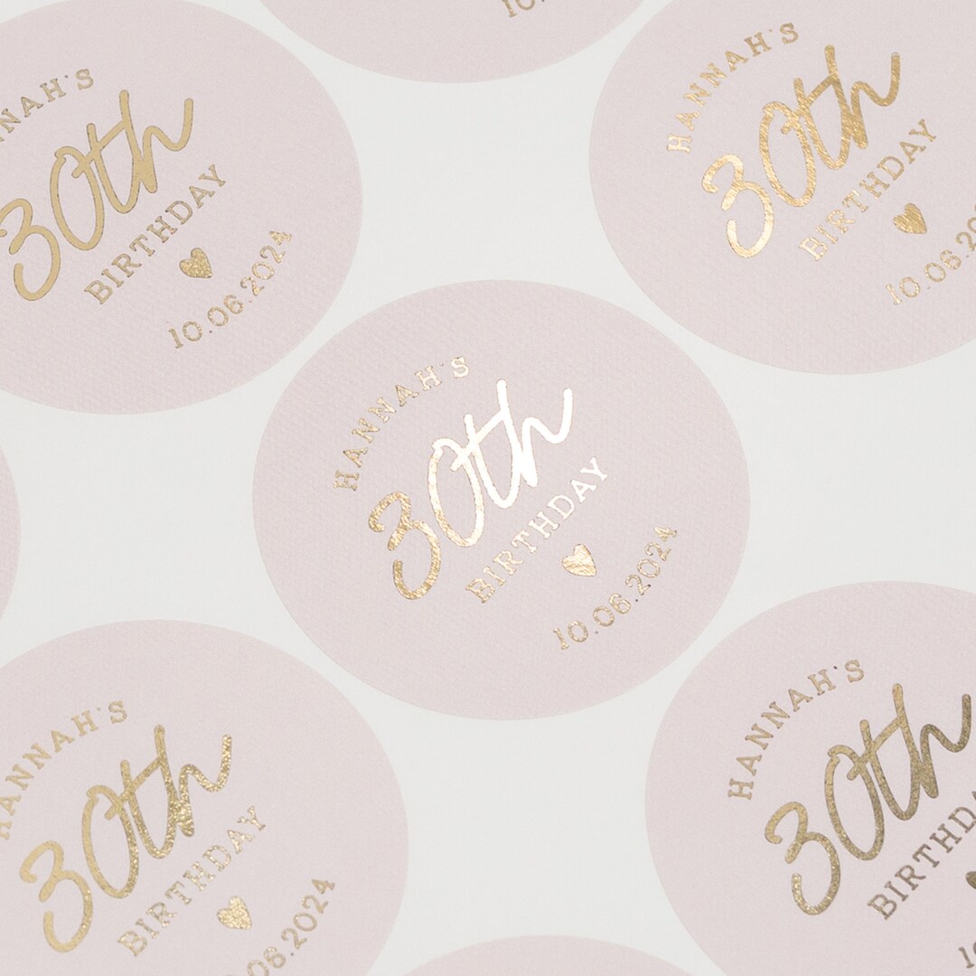 30th Birthday Stickers, Personalised Birthday Sticker, Foil Birthday ...