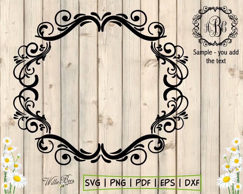 Flourish Circle Monogram Flourish Frame Svg Circle Motif - Etsy