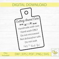 Printable Cutting Board & Charcuterie Board Care Tags - Digital ...