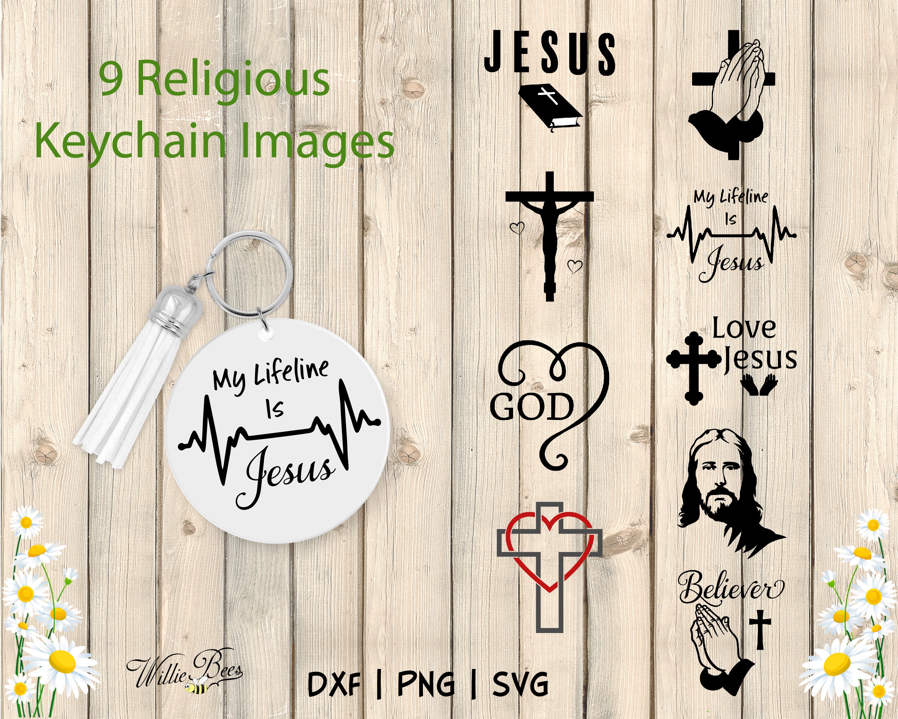 Religious Keychain Patterns Jesus Image Christian Keychain | Etsy