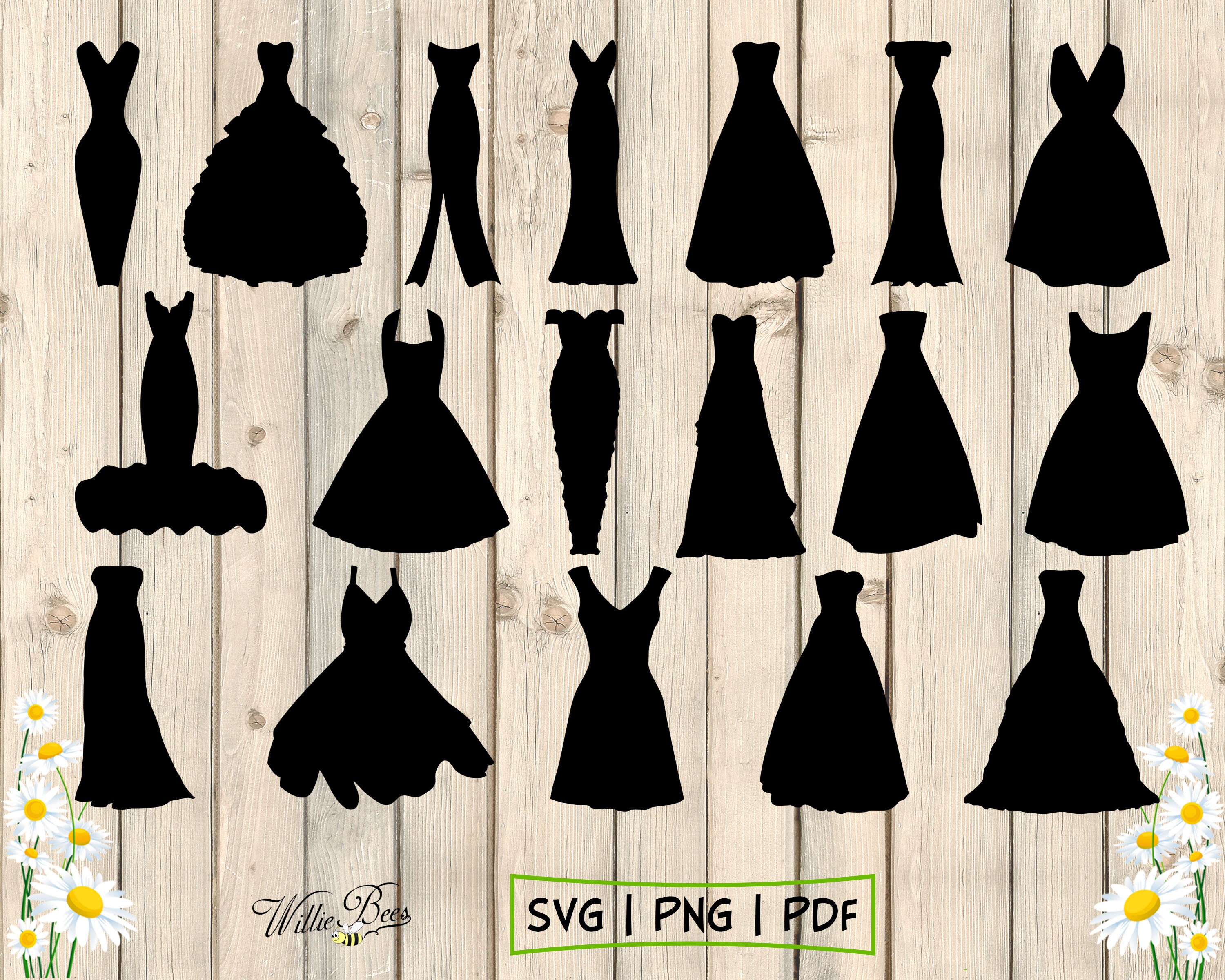 Dress SVG Gown SVG Dresses and Gowns Short Dress Wedding - Etsy