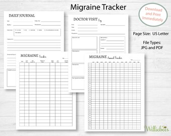 Migraine Tracker Migraine Journal Headache Log Migraine - Etsy
