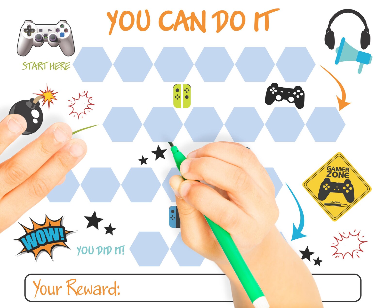 Printable Video Game Reward Chart, Gamer Behavior Chart, Gaming Routine ...
