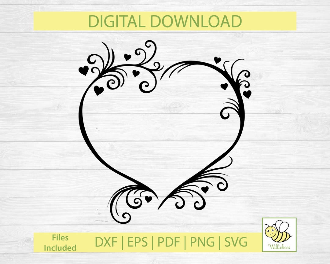 Heart SVG, Wedding Design, Couples SVG, Love Heart, Flourish Heart ...