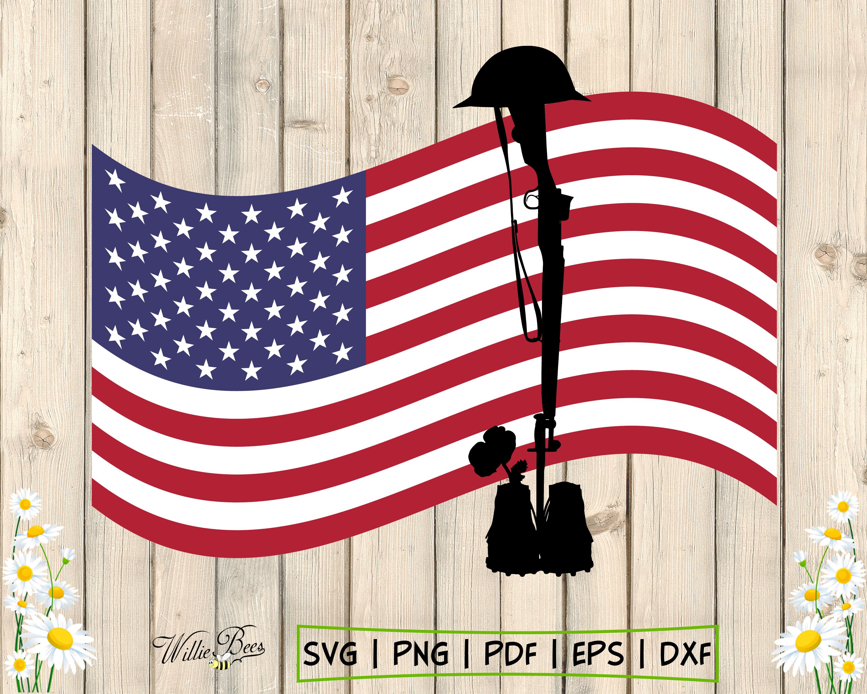 Fallen Soldier Us Flag Drawing