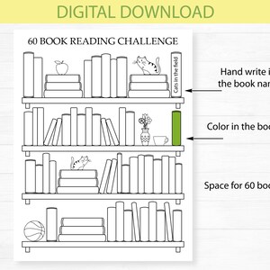 Printable Book Challenge Tracker, Books to Read, Bookshelf Planner ...