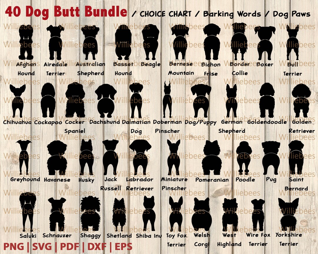 Dog Butt Bundle SVG, Dog Decal Images, Dog Paws, Canine Clipart, Dog ...