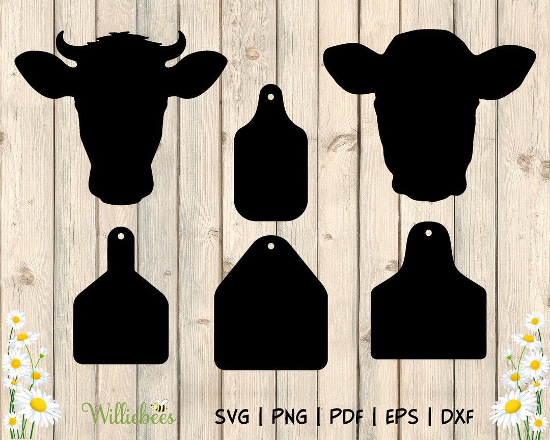 Ear Tag and Cow Head SVG, Bull Head SVG, Vector Tag Cow, Farm Animal ...