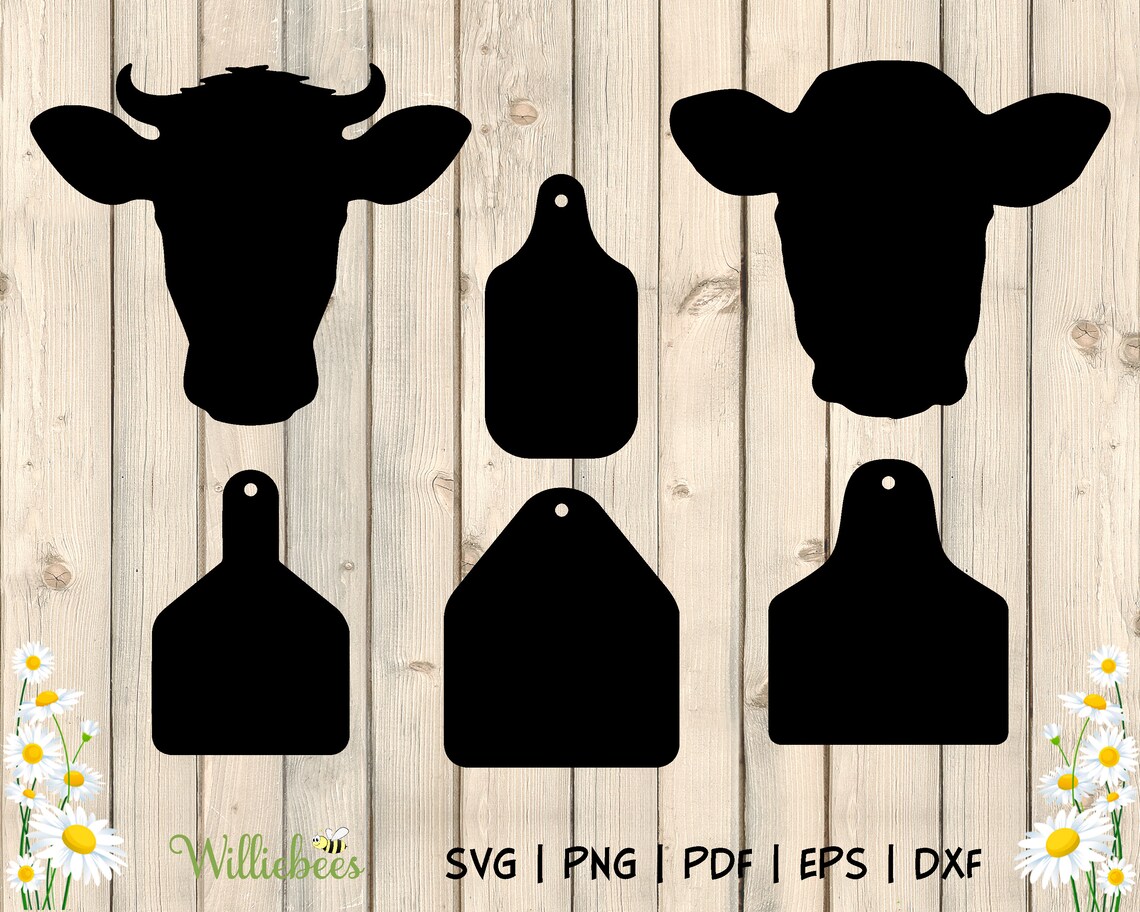 Ear Tag and Cow Head SVG Bull Head SVG Vector Tag Cow Farm - Etsy Canada