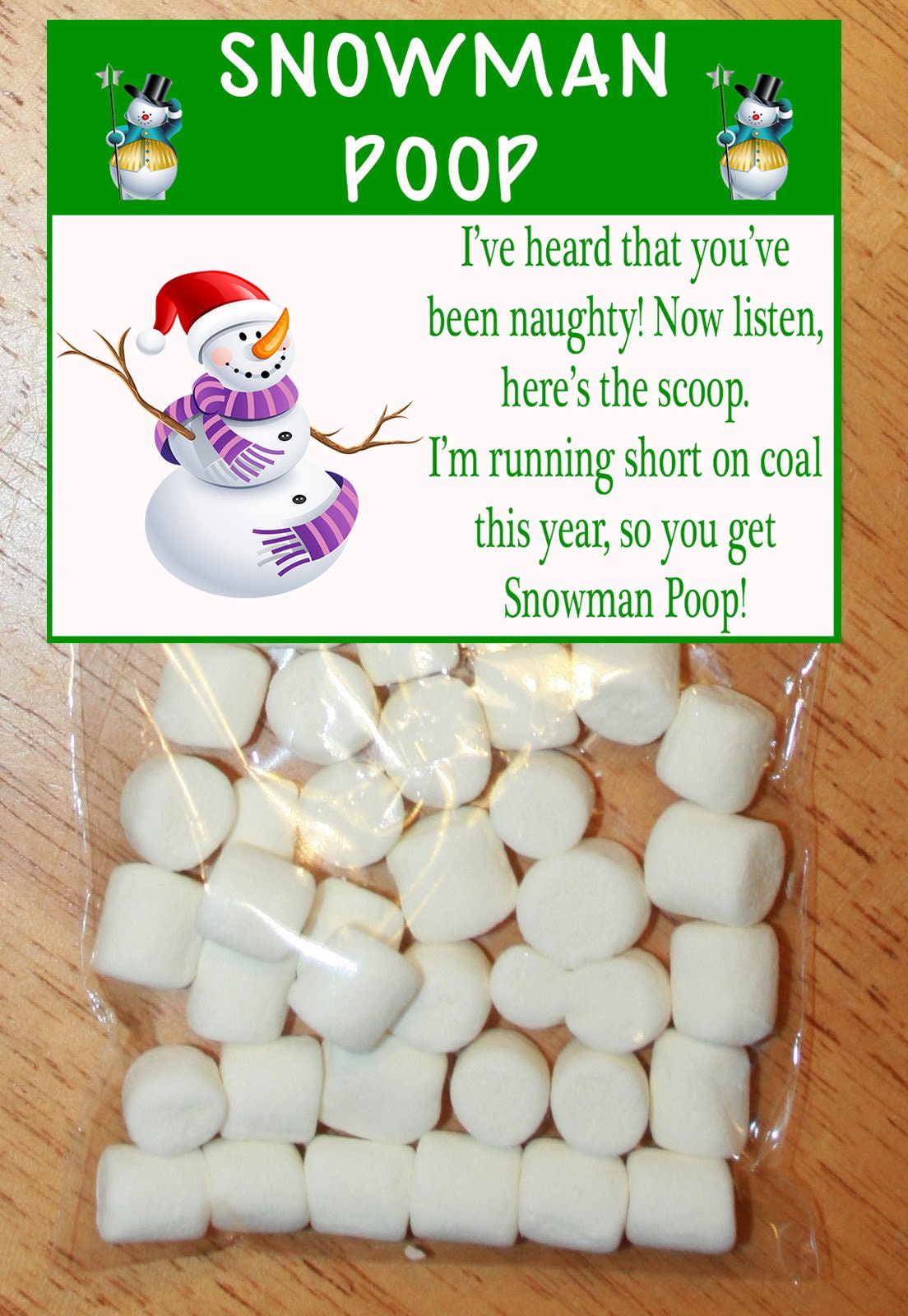 Snowman Poop Christmas Candy Bag Topper Candy Bag Tags Treat | Etsy