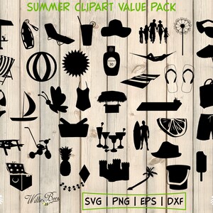 Summer Clipart SVG Beach Bag Sailboat SVG Flip Flop Sun | Etsy