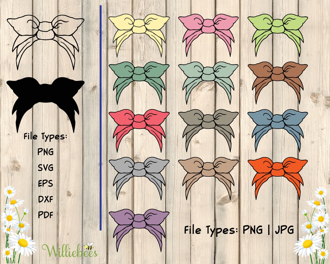 Bandana SVG, Hair Bow Clipart, Headband PNG, Head Piece, Bandana Bundle ...