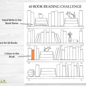 Printable Book Challenge Tracker, Books to Read, Bookshelf Planner ...
