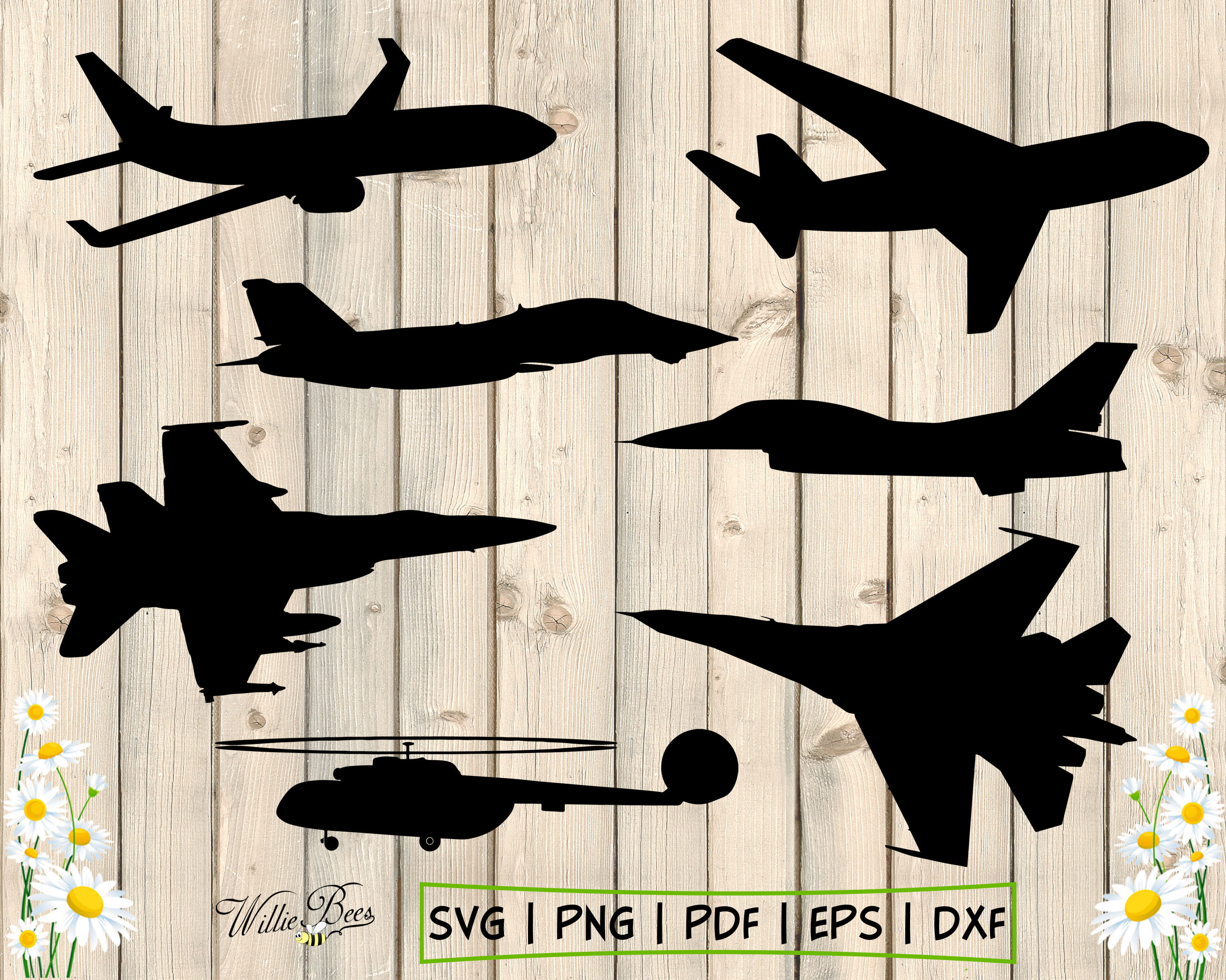 Aircraft SVG Airplane Silhouette Clipart Helicopter SVG Jet | Etsy