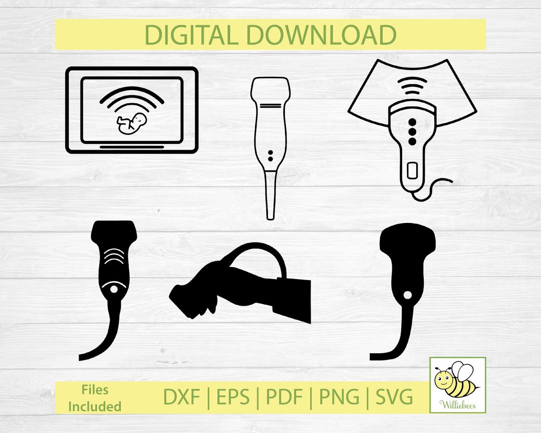 Ultrasound Probe Transducer Clipart, Sonogram SVG, Ultrasound ...