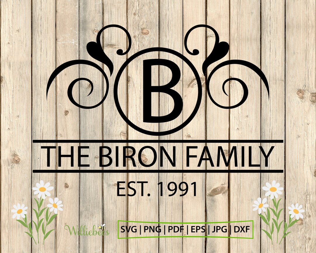 Custom Family Name Sign SVG, Personalized Monogram Name, Established ...
