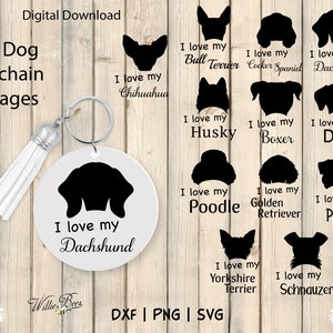 Dog Keychain Image, Dog Head, Pet Lover, Love My Dog, Memorial Keychain ...