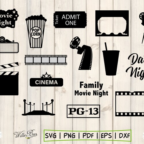Movie Night Svg INSTANT DOWNLOAD SVG Cinema Svg Popcorn - Etsy Canada