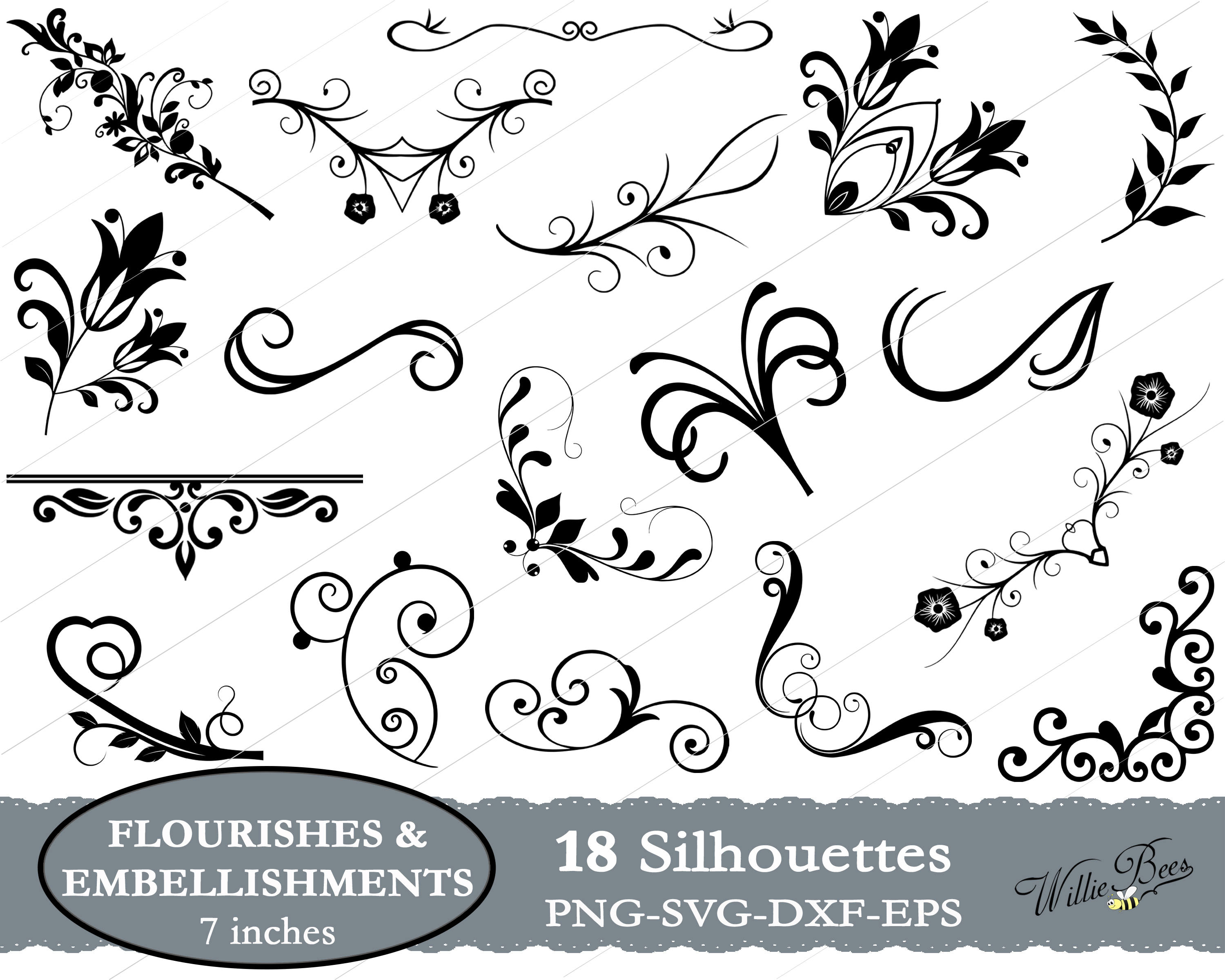 Flourish and Embellishment ClipArt Swirl Flourish Image | Etsy